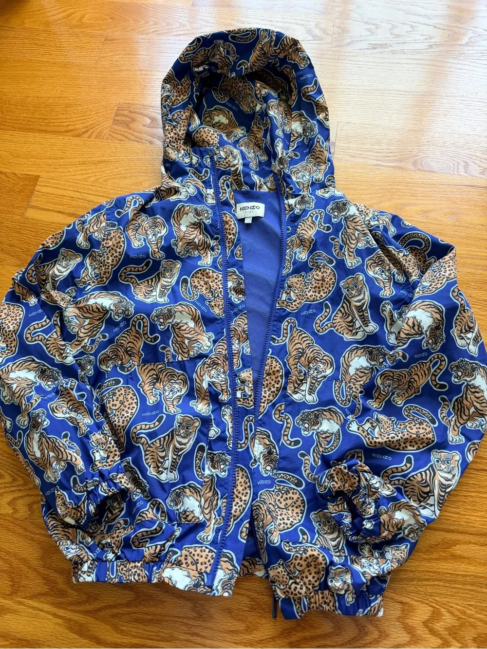 Kenzo | Jackets & Coats | Kenzo Kids Blue Tan Tigerprint Hooded ...